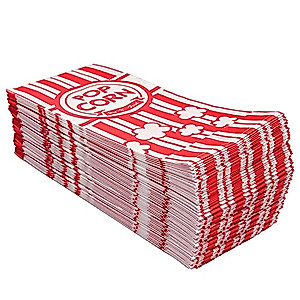 Bekith 200 Piece Paper Popcorn Bags for Movie Party and Theater Night, Single Serving 1oz Paper Sleeves in Nostalgic Red/White Design