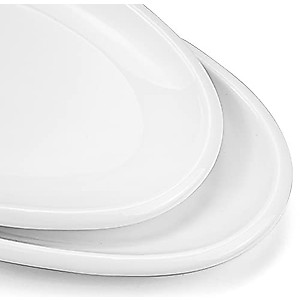 Yesland 2 Pack 14" Porcelain Large Oval Serving Plates, White Oval Serving Platters Dishes for Serving Food, Appetizers, Dessert, Meat, Sushi, Fish, Party