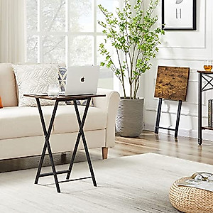 VECELO Foldable TV Tray Portable Wooden Snack Table for Livingroom, Bedroom, Office, Tiny Desk, Rustic Brown, 2 Count (Pack of 1)