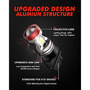 Torchbeam 3157 LED Light Bulbs 3600 Lumens with Projector Error-free For Reverse Back Up Lights DRL Brake Lights Fit 3156 3057 3056 4157 6500K Xenon White（Pack of 2）