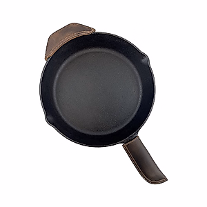 Hide & Drink, Set of 2 Hot Handle Holders, Panhandle & Side Kick, Heat Resistant, Assist Grip for Cast Iron Skillets & Pans, Full Grain Leather, Handmade, Bourbon Brown