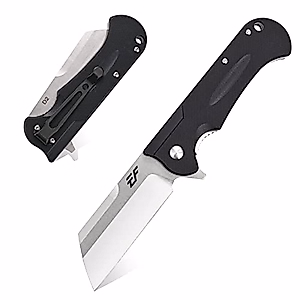 Eafengrow Outdoor Knives D2 Blade and Black G10 Handle,Pocket Knife Withe Clip EDC Multi Tool Pocket Knife (EF227-black)