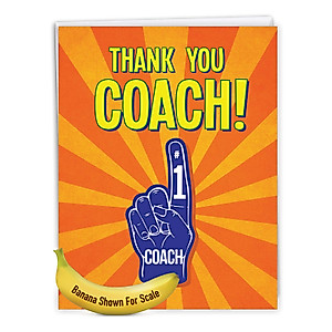 NobleWorks - 1 Jumbo Sports Teacher Graduation Greeting Card from US w/Envelope (8.5 x 11 Inch) - Student Group Gratitude for School Coaches, Mentor - Thank You Coach from All J5786TYG-US