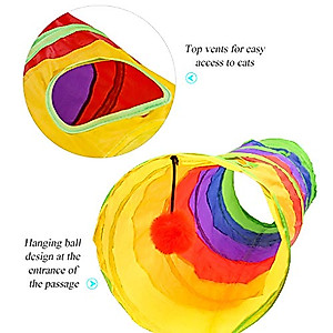 Andiker Cat Tunnel, Cat Tubes for Indoor Cats Collapsible Cat Play Toy for Puzzle Exercising Hiding Training and Running with a Red Fun Ball and 2 Holes (25&120cm) (Colorful)