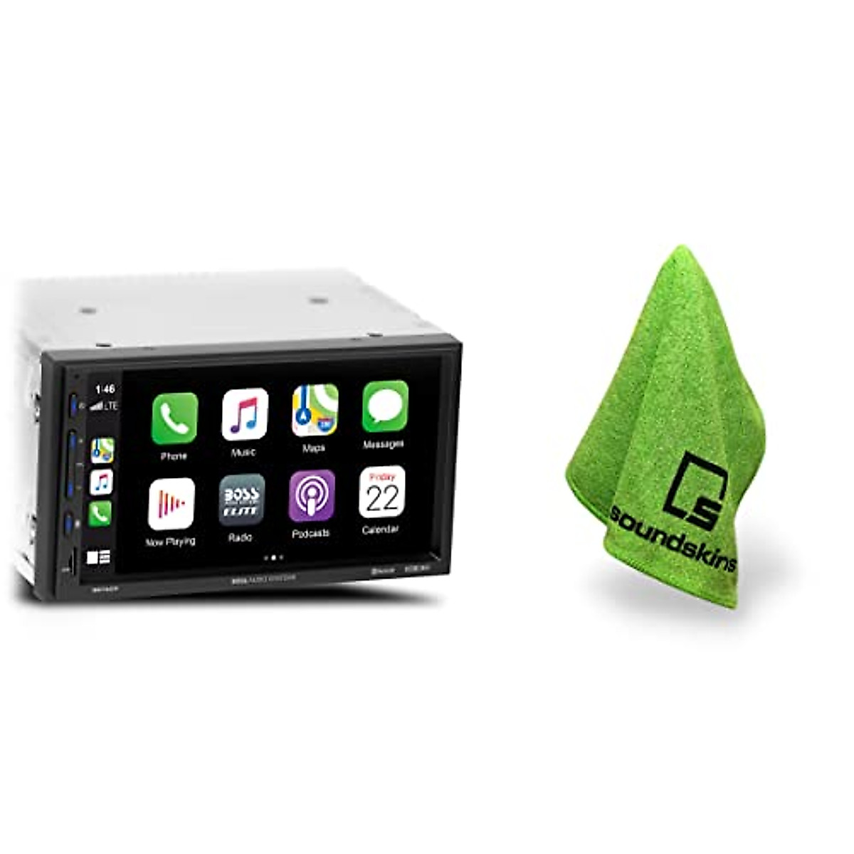 BOSS Audio Systems Elite Series CRBE7ACP Car Stereo System - Apple CarPlay, Android Auto, 7 Inch Touchscreen, Bluetooth, No CD Player, Certified Manufacture Reconditioned, SoundSkins Screen Cloth