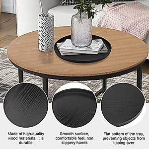 Round Natural Wood Serving Tray, 13inch Wooden Plate Platter Tea Food Dishes Water Drink for Countertop Kitchen Coffee Table Breakfast