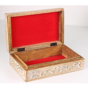 ARTISENIA Father's Day Gifts Wooden Whitewash Tree of Life Decorative Jewelry Trinket Box Storage Organizer Deck with Inner Velvet Chest Organizer Tarot Card Decks Unique Gift Ideas Girls Women