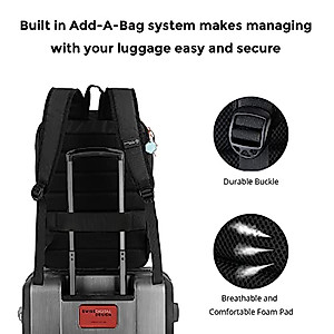 Swissdigital Design Katy Rose Backpack For Women Black with Rose Gold-Tone Zippers College Travel Laptop Backpack With Apple Find My network