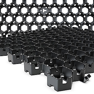 Vodaland Permeable Pavers - HexPave Grass & Gravel Permeable Paver System - 100% Recycled PPE Plastic Pavers, Handles 27,000 lbs, 1" Depth, 65 s.f / 22 Units