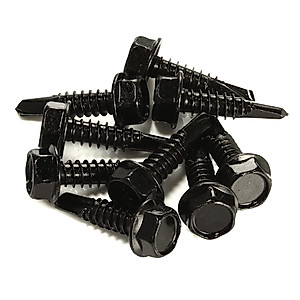 #14 x 3/4" Hex Washer Head Self Drilling Screws, Self Tapping Sheet Metal Tek Screws, 410 Stainless Steel, Black Oxide Finish, 50 PCS