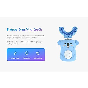 Kids Electric toothbrushe and Foam toothpaste, Children U Shaped Ultrasonic Automatic Toothbrush with 3 Brush Heads, 3 Cleaning Modes, Automatic Timer Tooth Brush for toddler, (Age 2-8,Bue) (Bue)