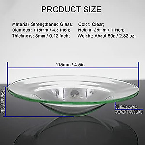 LYMGS 4.5" Replacement Oil Warmer Dish, 115mm Wax Melt Warmer Liner Round Glass Dish, Candle Warmer Bowl Plate Wax Tray for Scented Wax Aroma Therapy Lamp, 1 Pack