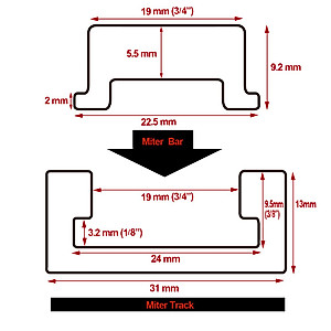 O'SKOOL Replacement Miter Gauge fits DeWalt table saws DWE 7490X Type 1 and Type 2, 7491RS Type 1 and Type 2, 7499GD Type 1and Type 2