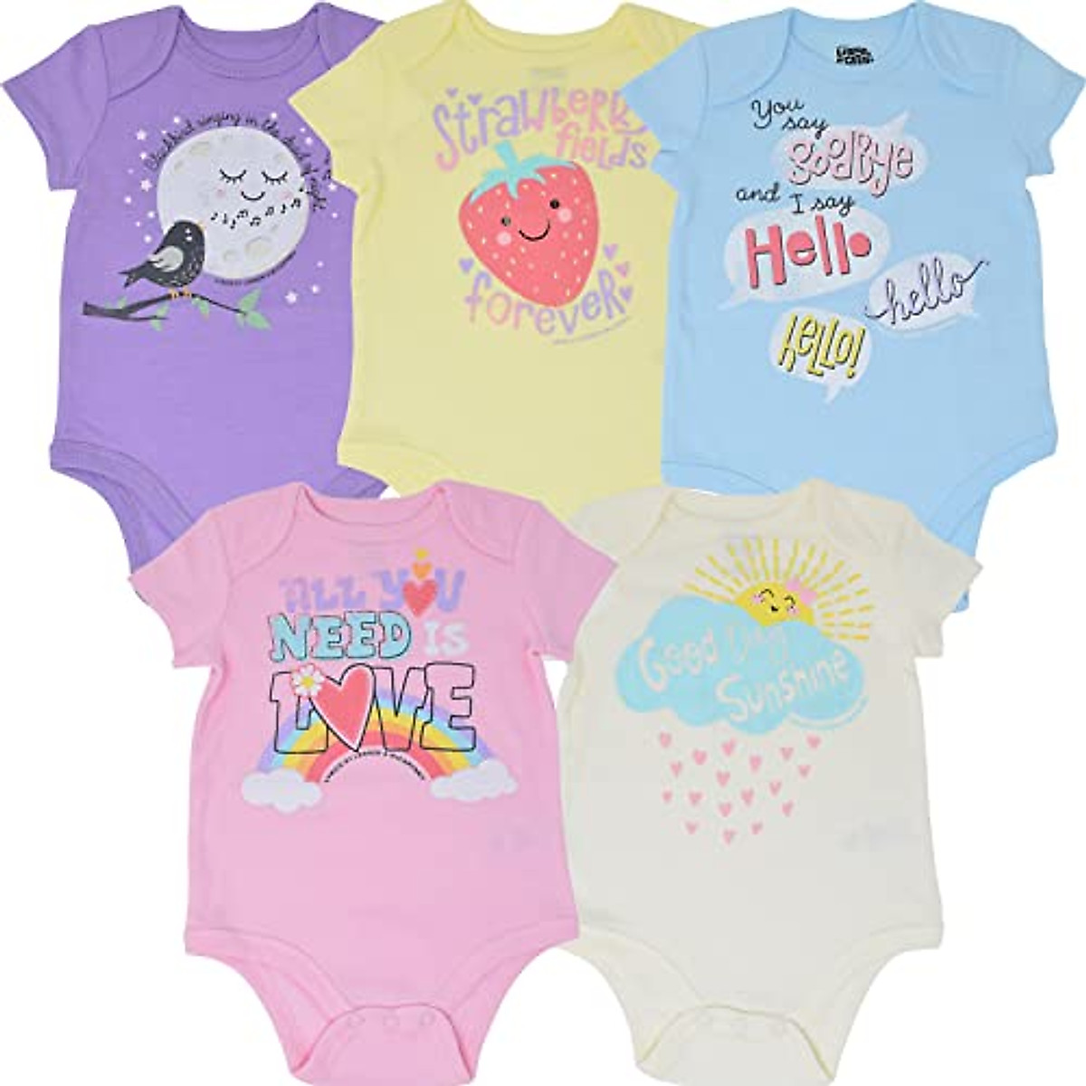 Lyrics by Lennon and McCartney Lennon & McCartney Newborn Baby Girls 5 Pack Bodysuits MulticoloRed 3-6 Months