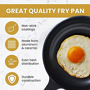 Evaco Cast Aluminum Non-Stick Omelet Pan 8" ES020-BIH, Induction Ready, Easy-Clean Ceramic Coating, Heat Conduction, Perfect for Eggs, Searing & Sautéing, Non Stick Frying Pans , 900°F Tolerance