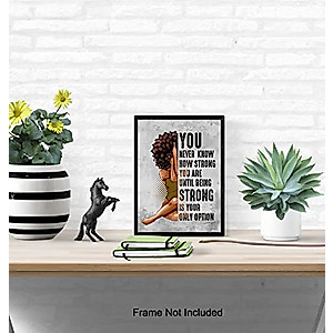 Inspirational African American Wall Art & Decor - Black Art - Encouragement Gifts for Women Woman - Uplifting Positive Quotes - Afro Girl - Motivational Posters - Bedroom Living Room Home Office