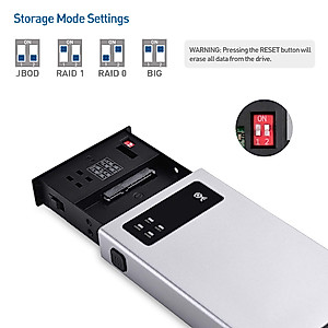 Cable Matters 10Gbps Aluminum Dual Bay 2.5 Inch External SSD Enclosure (USB C Enclosure) with USB-C and USB-A Cables Supporting RAID 1 and RAID 0 - Thunderbolt 4 / USB4 / Thunderbolt 3 Port Compatible