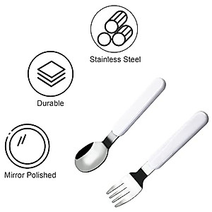 VANRA 2-Piece Children Fork And Spoon Set 18/10 Stainless Steel Child Flatware Set Kids Utensils Set with Case for Lunch Box
