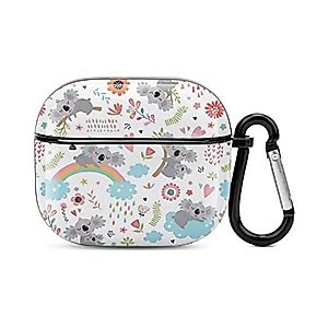 Cute Koala and Colorful Rainbow AirPods 3 Case Cover Gifts with Keychain, Shock Absorption Soft Cover AirPods 3 Earphone Protective Case for Men Women