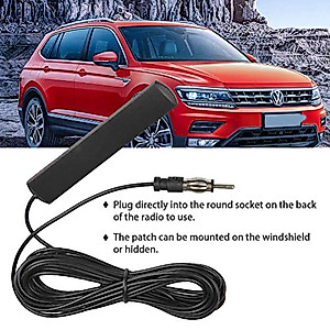 QLOUNI Car Antenna Car Stereo FM Radio Antenna - Car Adhesive Mount Hidden Patch Antenna with 5.5 Yard SMA Antenna Connector Cable - for Vehicle Truck SUV Car
