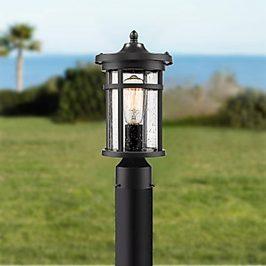 Casia Outdoor Post Light, Outdoor Pillar Light, Exterior Post Sconce, Outdoor Pillar Lamp, Outdoor Post Lantern Fixture for Garden, Deck, Porch, Patio, Yard, Balcony and entryway (Black, 15.72" H)