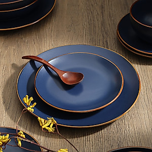 Stone Lain Brasa Modern Stoneware 16 Piece Dinnerware Sets, Plates and bowls Sets, Dish Set for 4, Blue