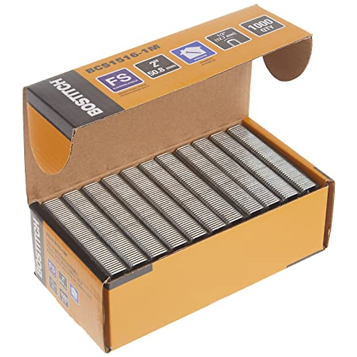 BOSTITCH Flooring Staples, Hardwood, 15-1/2 GA, 2-Inch, 1000-Piece (BCS1516-1M)