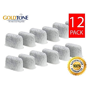 GOLDTONE 12 Pack Water Filters For CUISINART Coffee Maker Activated Charcoal Filter Water Replacement Charcoal Water Filters For CUISINART Coffee Machines Cartridges Replace CUISINART DCC-RWF