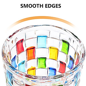 Luxshiny Painted Juice Glasses Painted Cup Painted Juice Cup Dessert Cup Cocktail Cup Glass Containers with Lids Mexican Glass Cups Ribbed Glassware Wine Dinner Party Drinking Glass Crystal