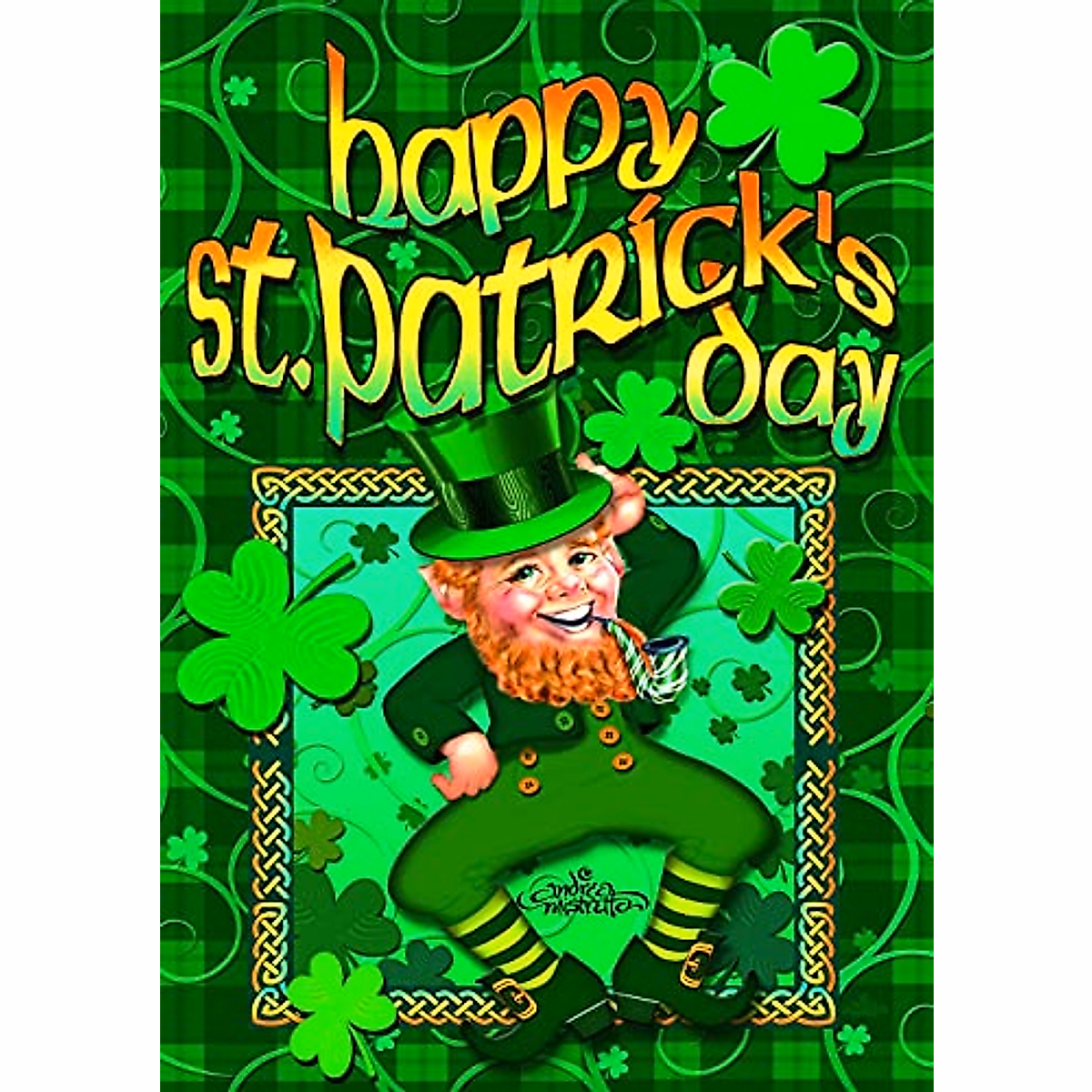 Toland Home Garden Happy Leprechaun 28 x 40 Inch Decorative St Patrick's Day Shamrock Clover Double Sided House Flag - 102128