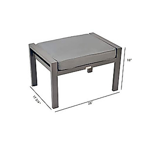 Tortuga Outdoor Sky-OTTO-Char Modern Aluminum Ottoman with Cushion, Charcoal