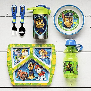 Zak Designs Paw Patrol Dinnerware Set Includes Melamine 3-Section Divided Plate and Utensil Made of Durable Material and Perfect for Kids, 3 Piece Set, Paw Patrol Boys 3pc