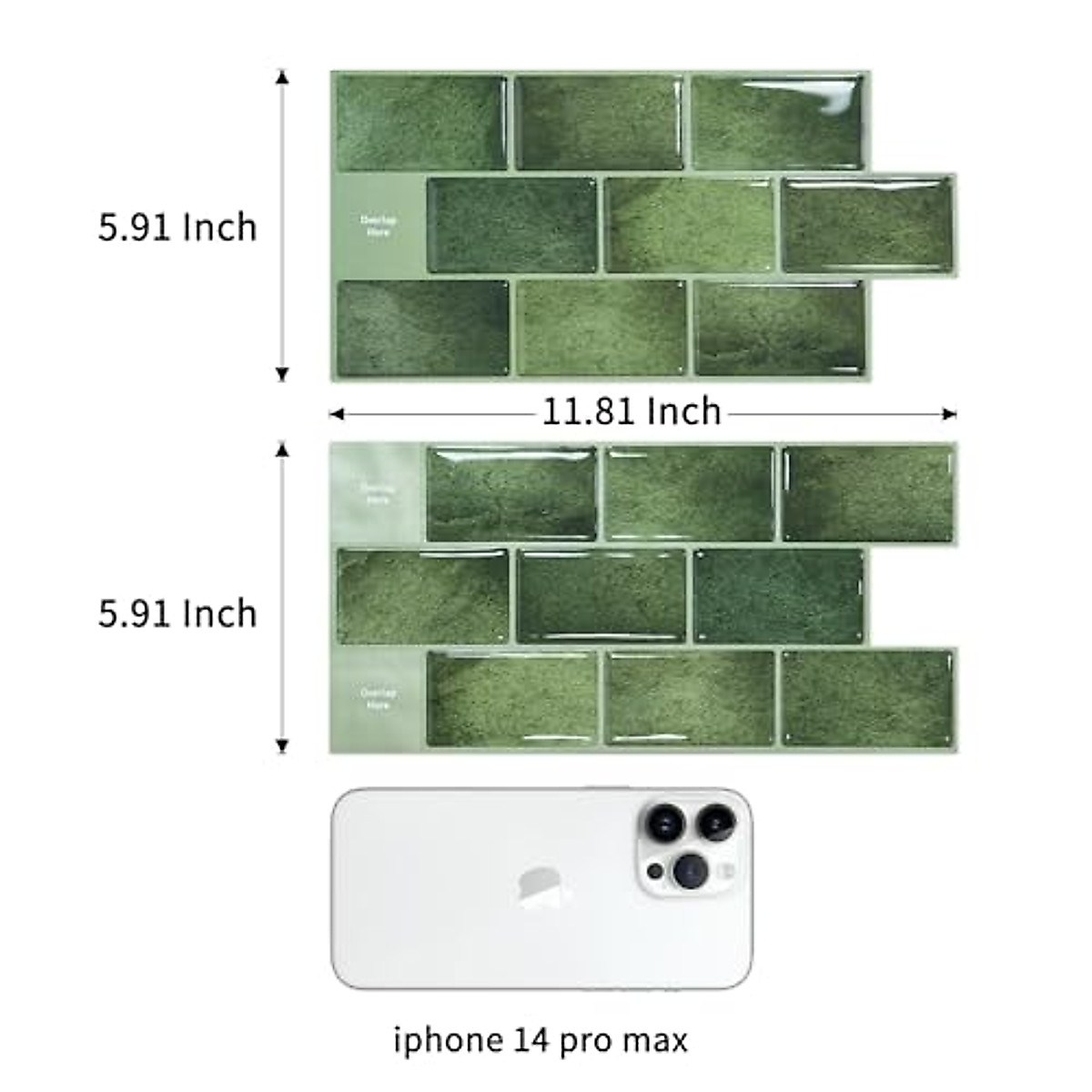 Art3d 20-Pack Kitchen Backsplash Tile Peel and Stick, Vinyl Stick On Subway Tile for Bathroom Laundry Room RV Stove, 12" x 6" Green