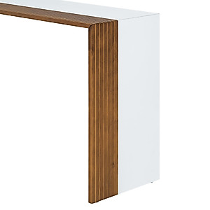 Color-Blocked Console Table, Modern Minimalist Style Sofa Table for Entrance, Hallwayand Living Room, White and Brown