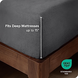 Bare Home Super Soft Fleece Fitted Sheet - Full Size - Extra Plush Polar Fleece - Deep Pocket - All Season Cozy Warmth (Full, Grey)