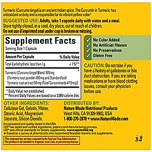 Nature Made Turmeric Curcumin 500 mg, Herbal Supplement for Antioxidant Support, 120 Capsules, 120 Day Supply