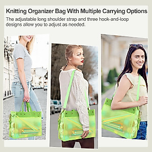 Coopay Crochet Bag for Storage of Yarn, Lightweight Mesh Yarn Bag with Case & Detachable Shoulder Strap, Portable Knitting Organizer Bag For All Knitting Crochet Supplies, Ideal Crochet Gift, Green