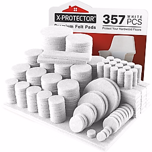 357 pcs White Felt Furniture Pads X-Protector! Huge Quantity of Furniture Pads for Hardwood Floors with Many Big Sizes – Your Ideal Wood Floor Protectors for Furniture. Protect Any Type of Hard Floor!