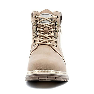 COTTIMO Work Hiking Waterproof Boots for Women - Winter Snow Combat Brown Ankle Boots Booties Women Fashion Lightweight Shoes LMW18-Beige-G-8.5