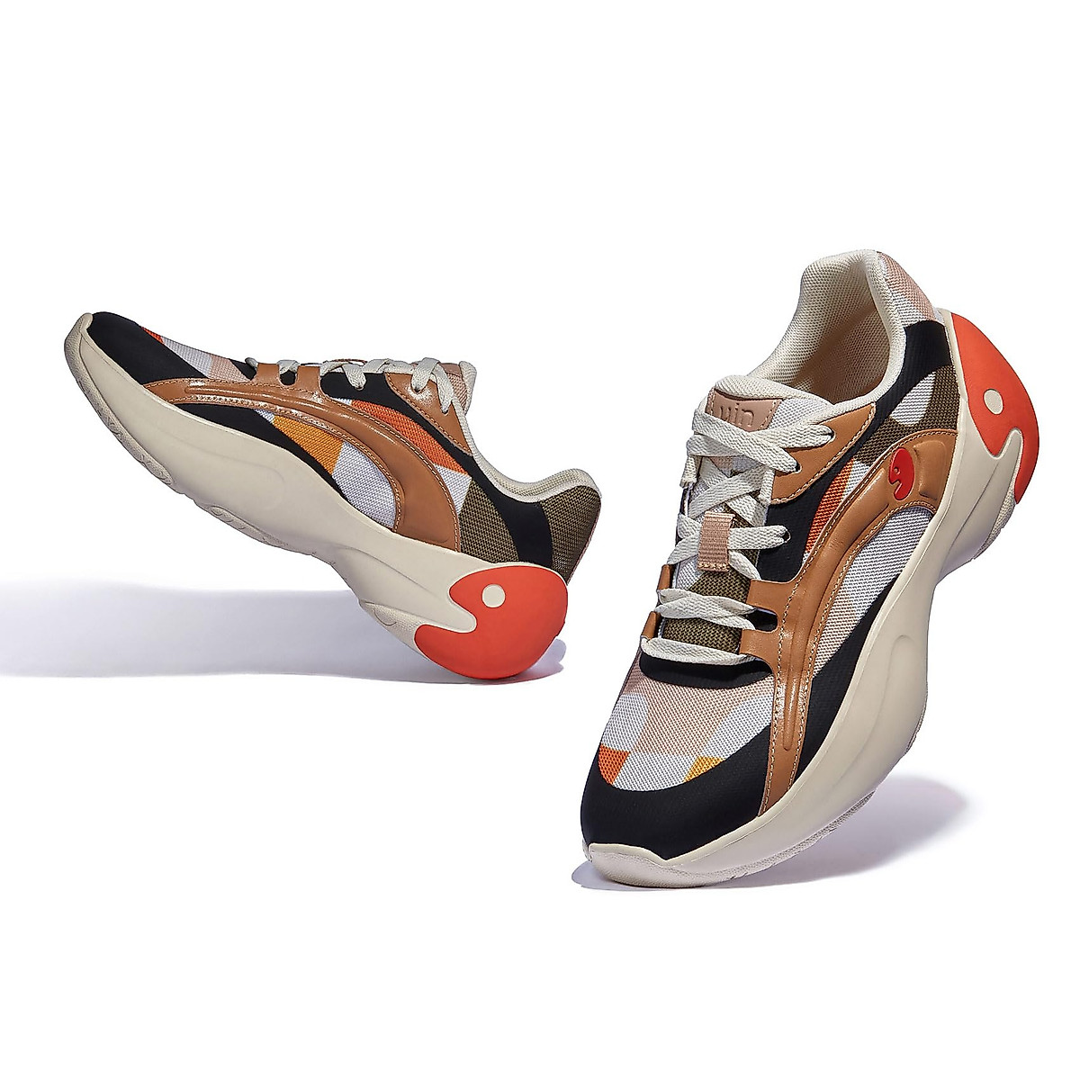 UIN Women's Chunky Fashion Sneakers Walking Casual Comfortable Art Painted Travel Designer Shoes Streamline Geometry (8.5)