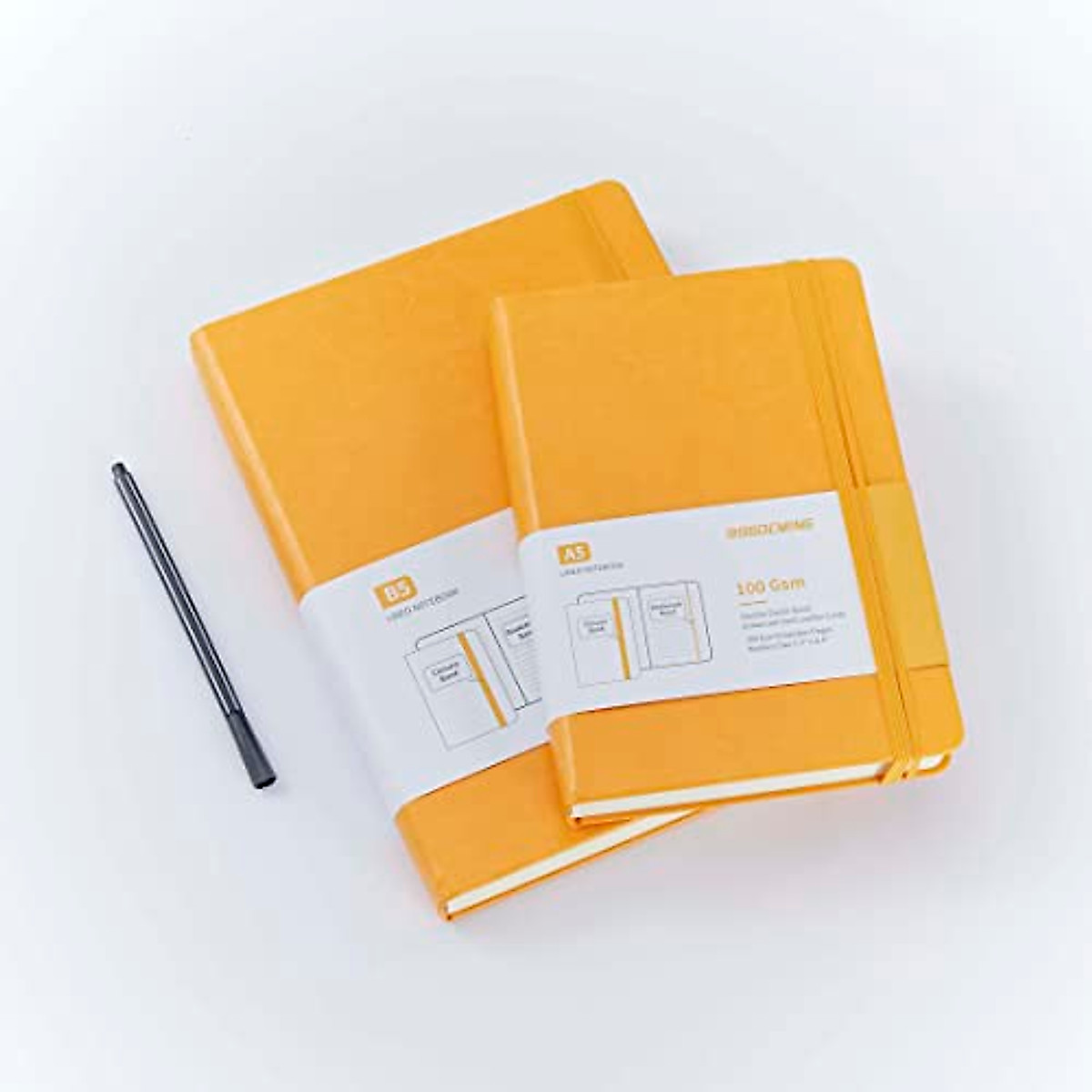 996DEMING Lined Journal Notebook - 365 Pages Journals for Writing A5 College Ruled Notebook,100gsm Lined Paper,Leather Hardcover Journal for Men and Women,Office Notebook for Work,5.75'' X 8.38'' (Yellow,A5)