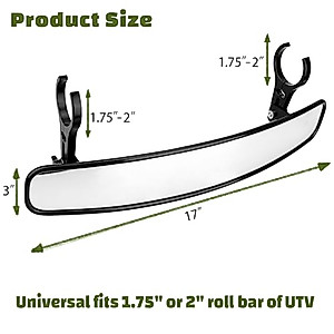 REFITIAL UTV Mirrors Compatible with Honda Talon Pioneer Can am Commander Maverick 1000R 1000X Turbo Polaris RZR XP Cfmoto Zforce Mirrors 17" UTV Rear View Mirror with 1.75" or 2" Clamps