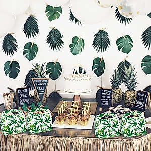 CIEOVO 24 Pack Weed Leaves Party Favor Treat Boxes, Leaf Print Goodie Candy Treat Present Boxes Recycled Party Favor Boxes for Green Weed Leaves Theme Birthday Baby Shower Party Supplies Decoration