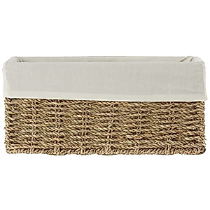 Vintiquewise(TM Seagrass Shelf Basket Lined with White Lining (Pack of 2)