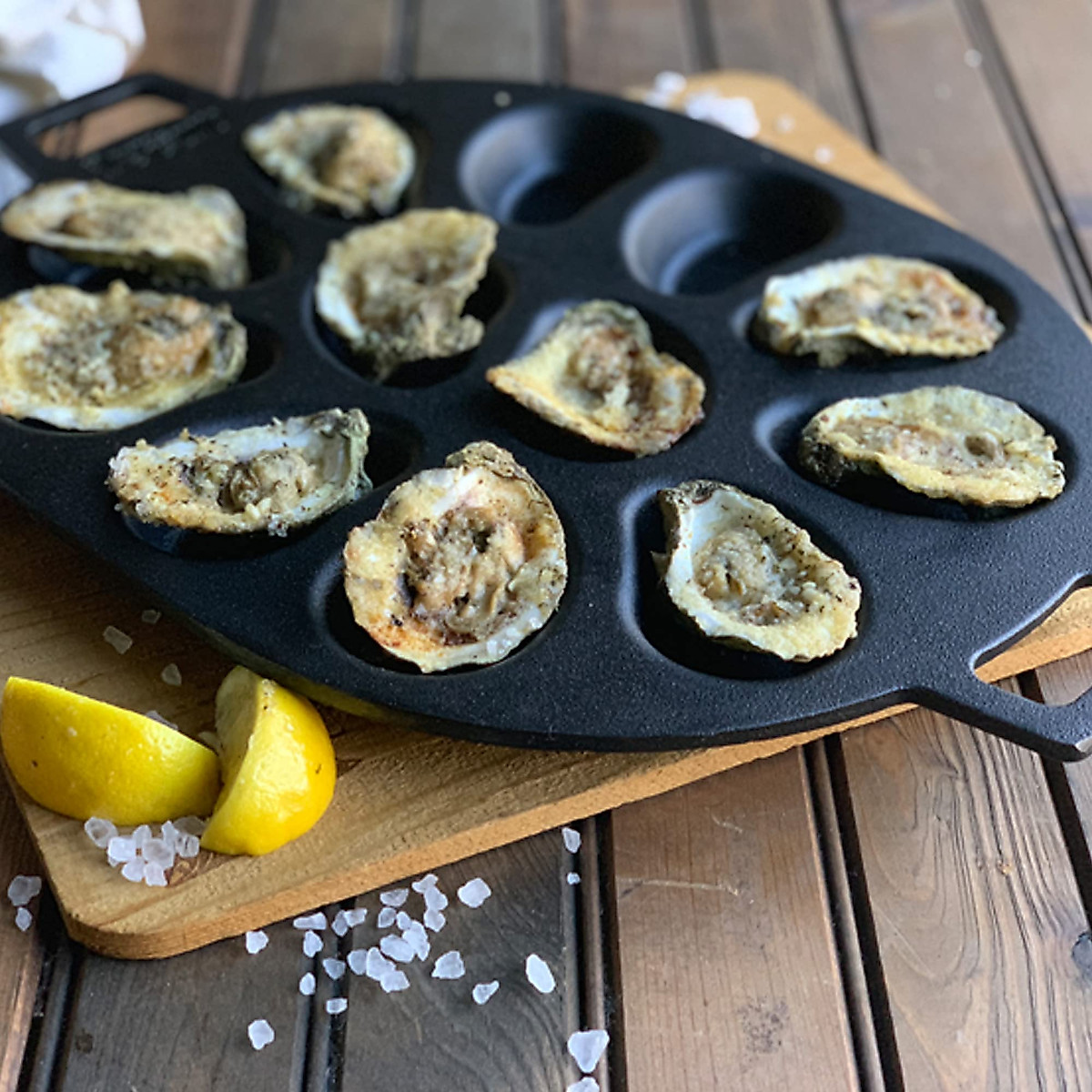 Bayou Classic 7413 Oyster Grill Pan Perfect For Grilling and Serving 12 Oysters or Clams On The Half Shell