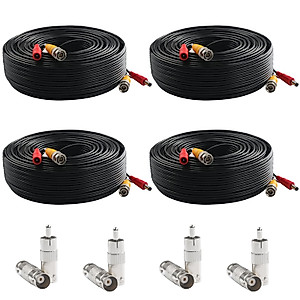 Postta BNC Video Power Cable (4 Pack 100 Feet) Video Security Camera Cable Wire with Eight Connectors for CCTV DVR Surveillance System