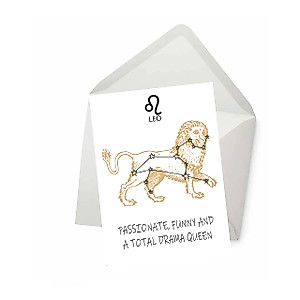 PICTURE THIS PRINTS Funny Leo Zodiac Birthday Card, Zodiac-themed Card, Astrology Greeting Card, Card with Envelope, Leo Birthday Card, Leo Astrology Card, Zodiac Greeting Card, 5x7 inches
