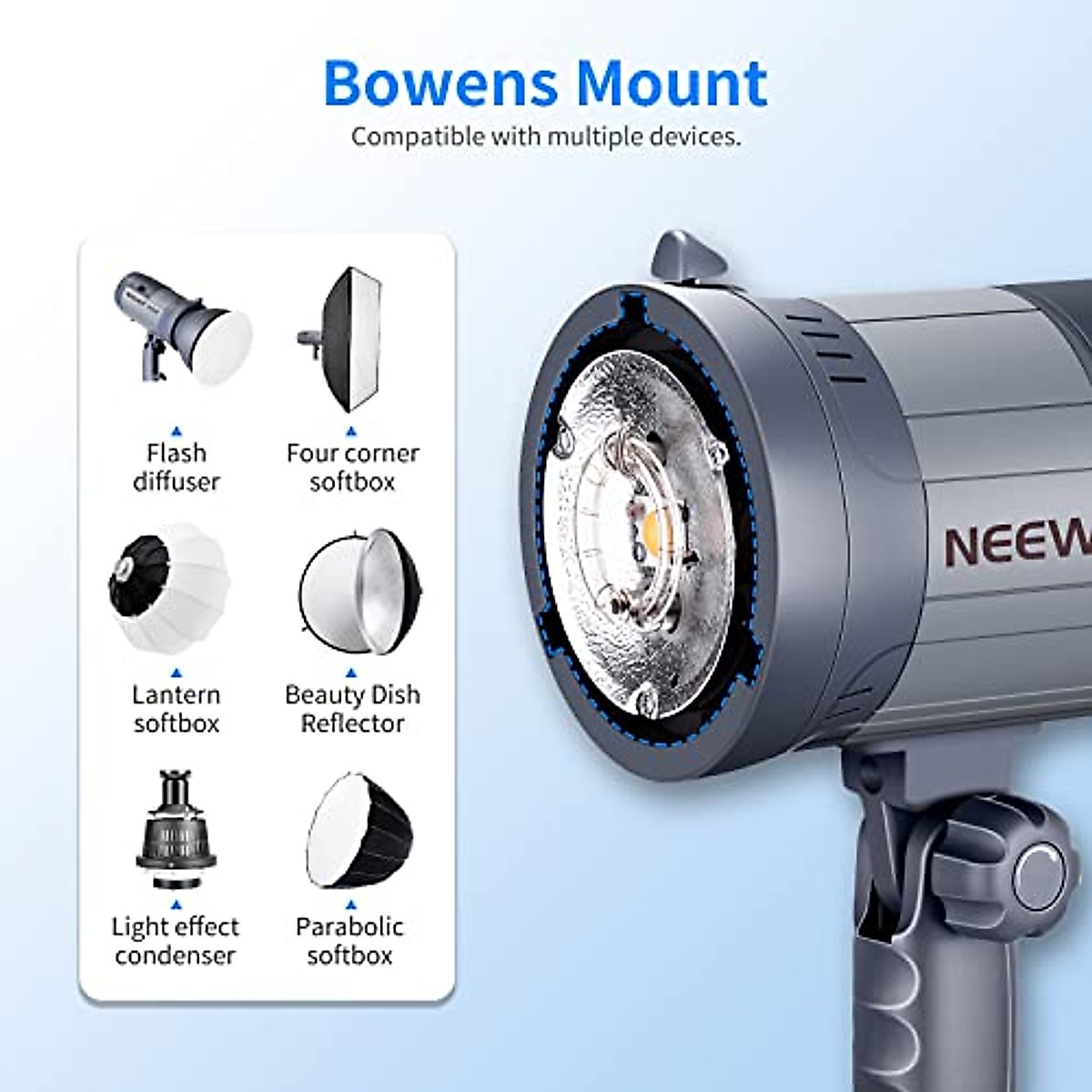Neewer 600W Battery Powered Outdoor Studio Flash Strobe Lighting Kit:(2)VISION4 Monolight with 2.4G System,(2)Translucent White Umbrella,(2)Rectangular Softbox for Video Shooting Location Photography