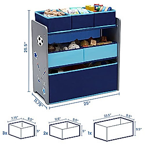 Delta Children Design and Store 6 Bin Toy Organizer, Grey/Blue