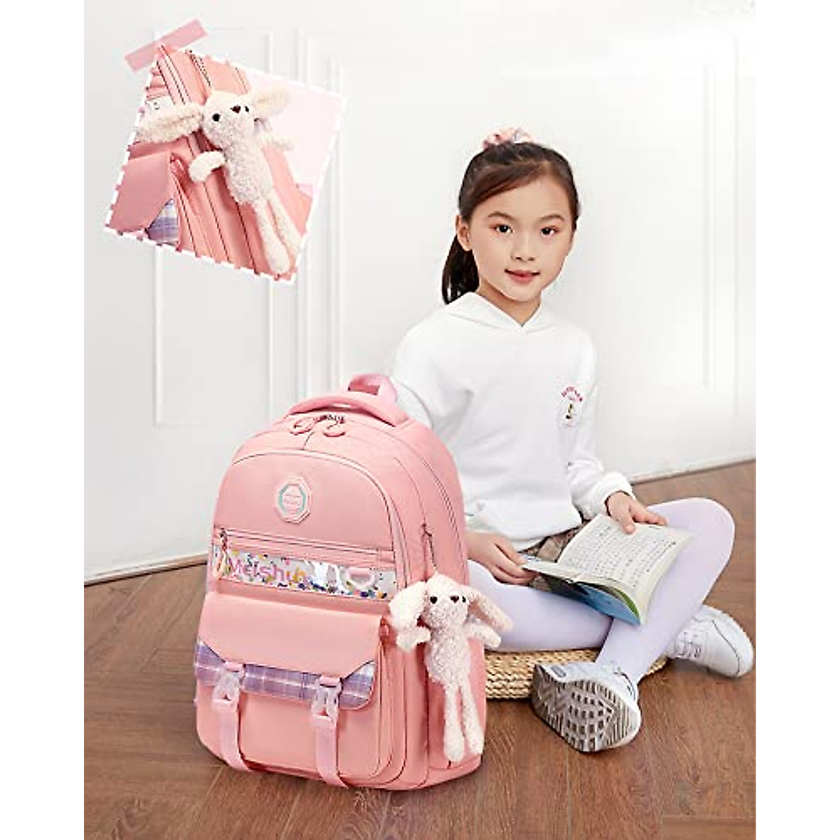 ibalulu Cute Backpacks for Teens Laptop Backpacks Middle School Bag Kawaii Aesthetic College Backpack Student Bear Book Bags (Purple)